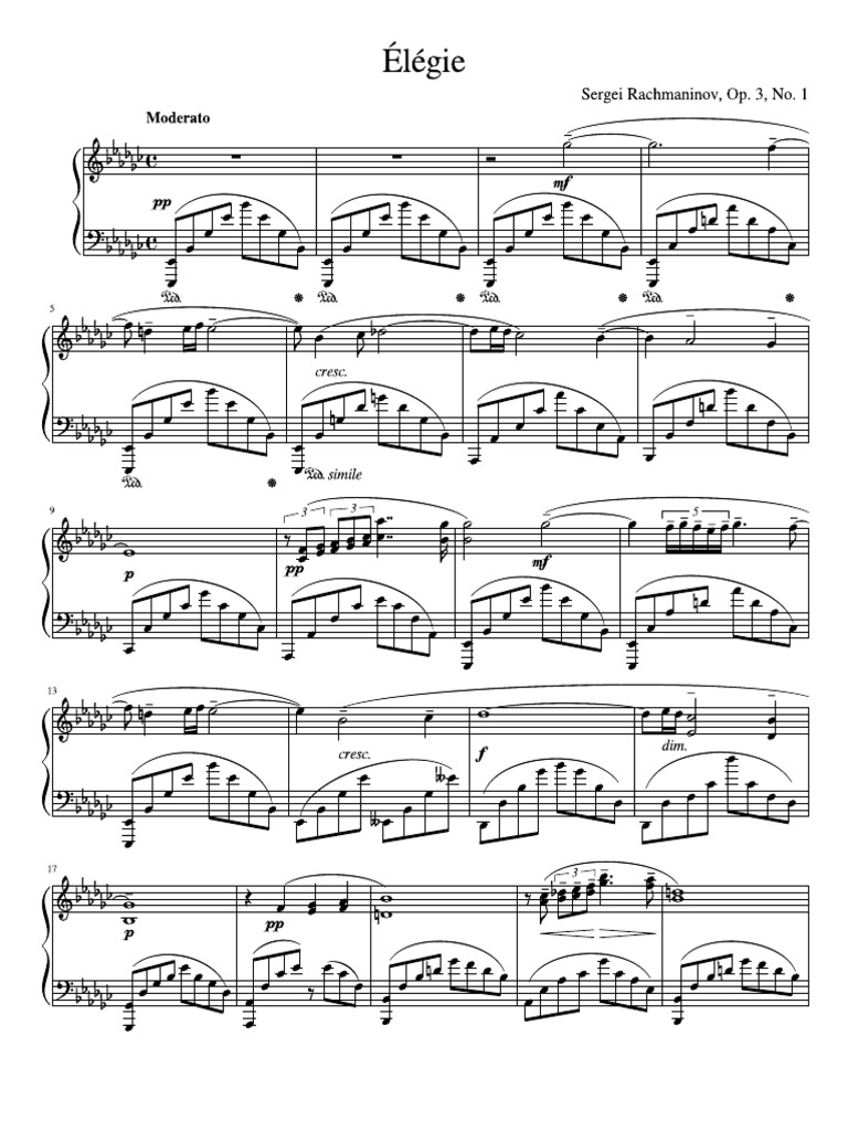 Rachmaninoff - Elegie Op. 3 No. 1 in E-Flat Minor | PDF