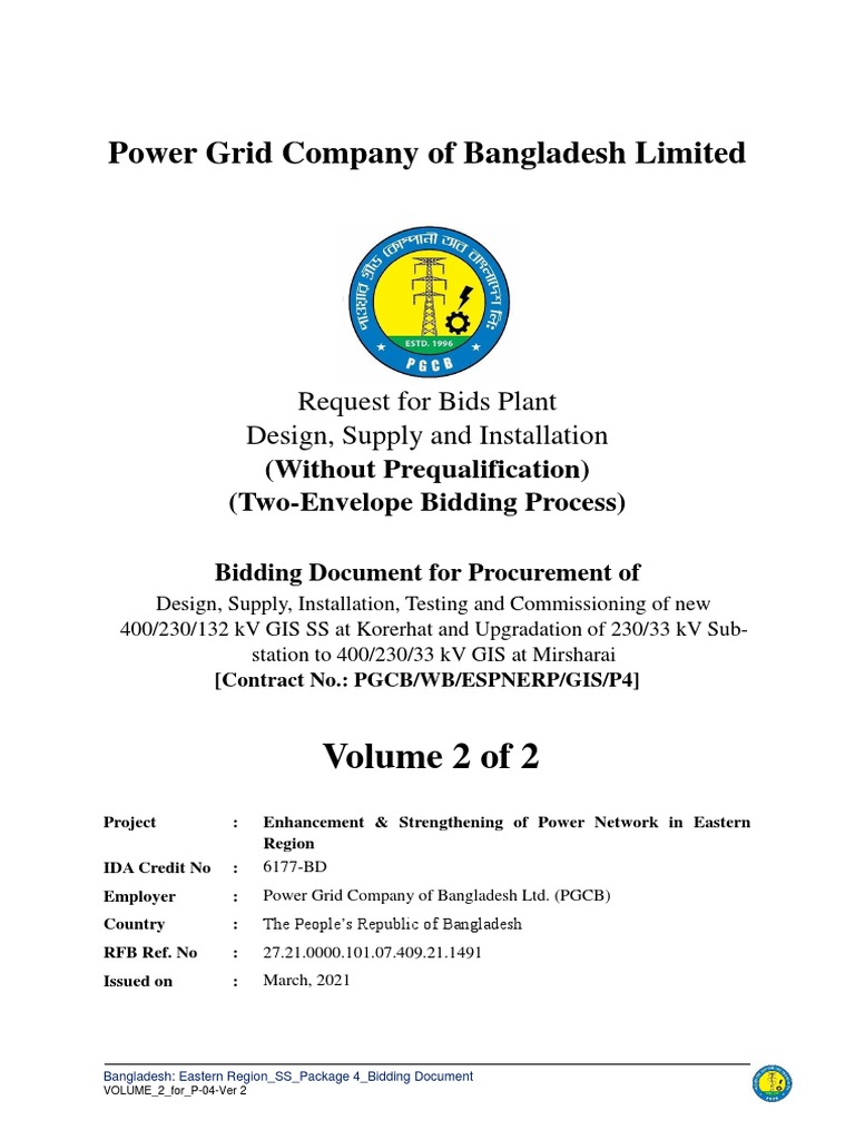 400KV Substation Tender Document Part 02 of 02 | PDF | Electrical ...