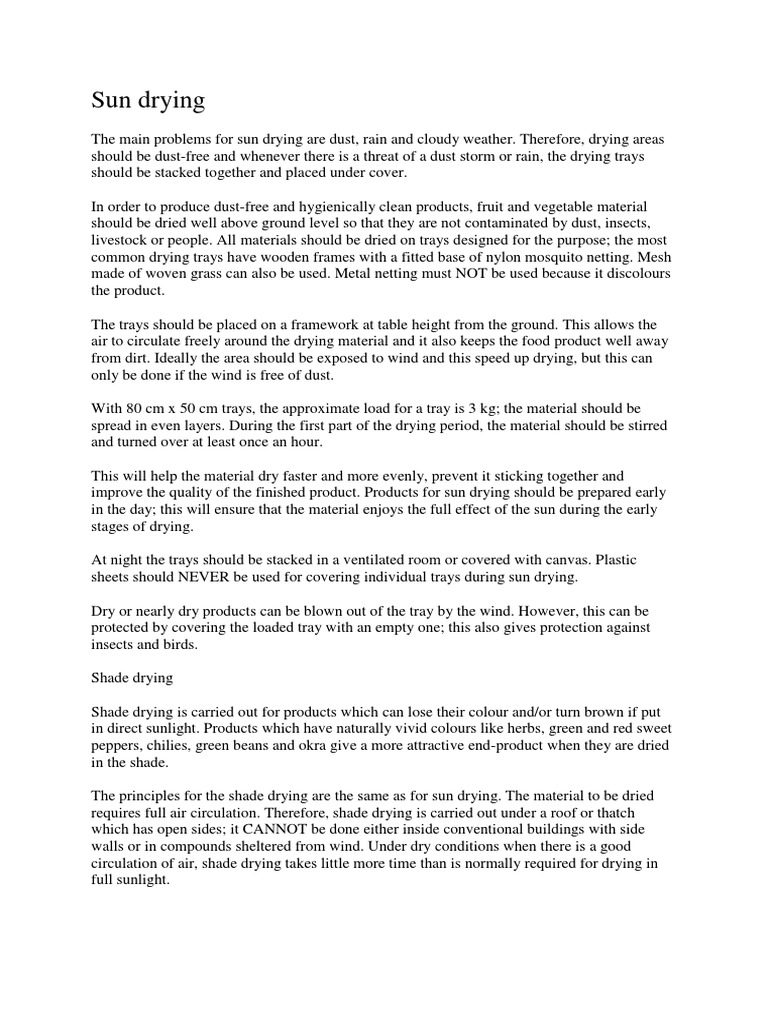 FAO Sun Drying | PDF | Clothes Dryer | Fruit Preserves