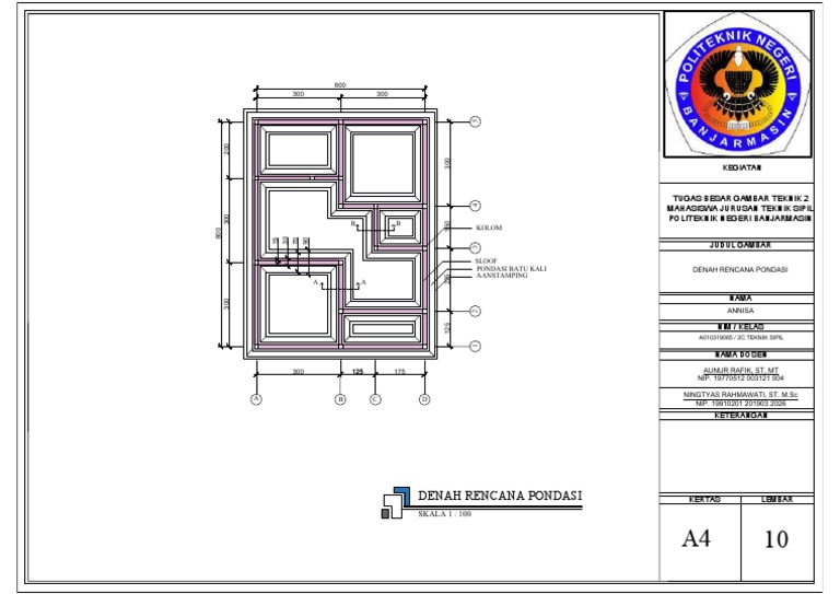 D:/logo Poliban - JPG: Denah Rencana Pondasi | PDF