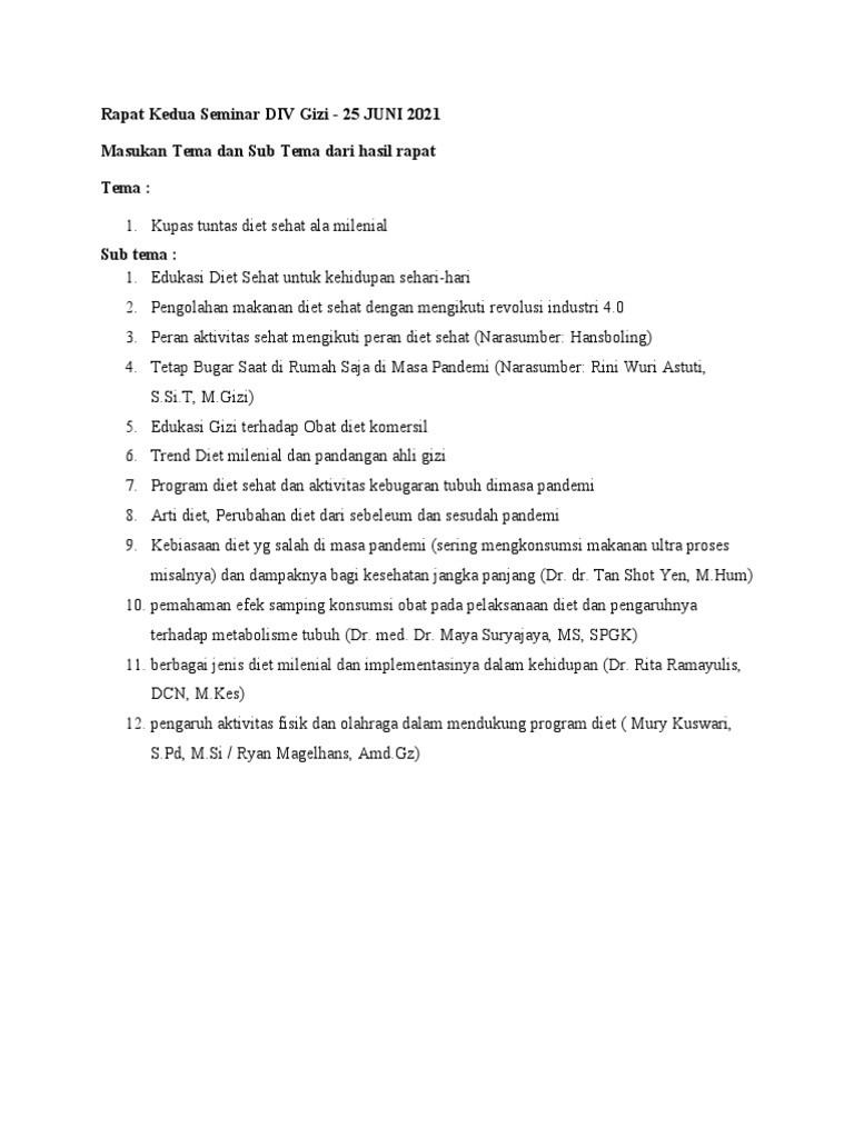 Tema Webinar - Diet | PDF