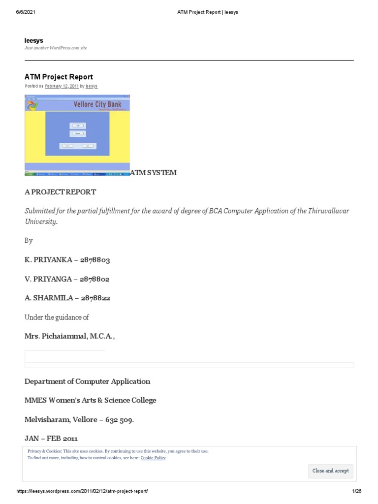 ATM Project Report | PDF | Visual Basic .Net | Software Testing