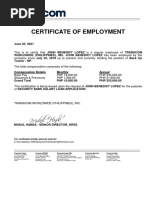 Certificate of Employment with Compensation | PDF | Career & Growth ...