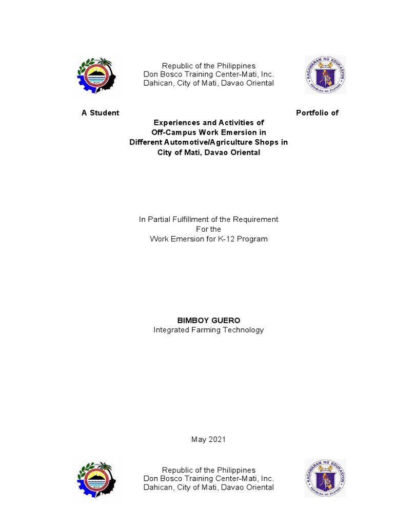 Work Immersion BIMBOY | PDF | Goal | Vocational Education