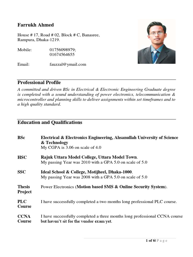 Farrukh Ahmed CV | PDF | Electrical Substation | Wavelength Division Multiplexing