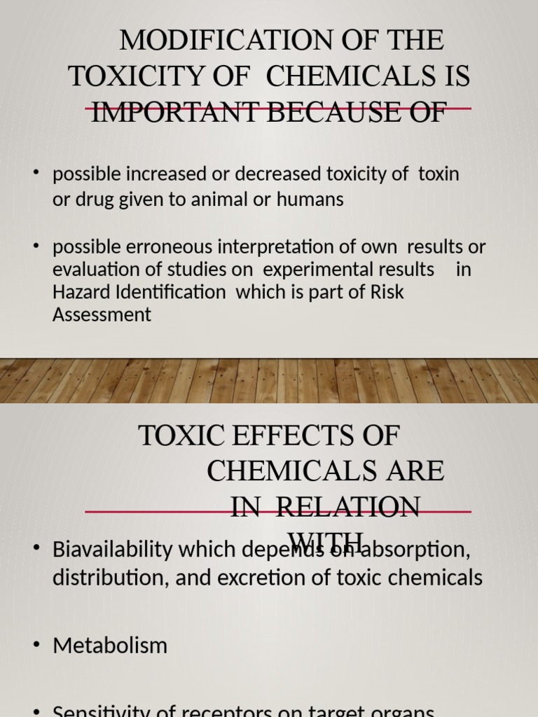 Modification of The Toxicity of Chemicals Is Important Because of | PDF ...