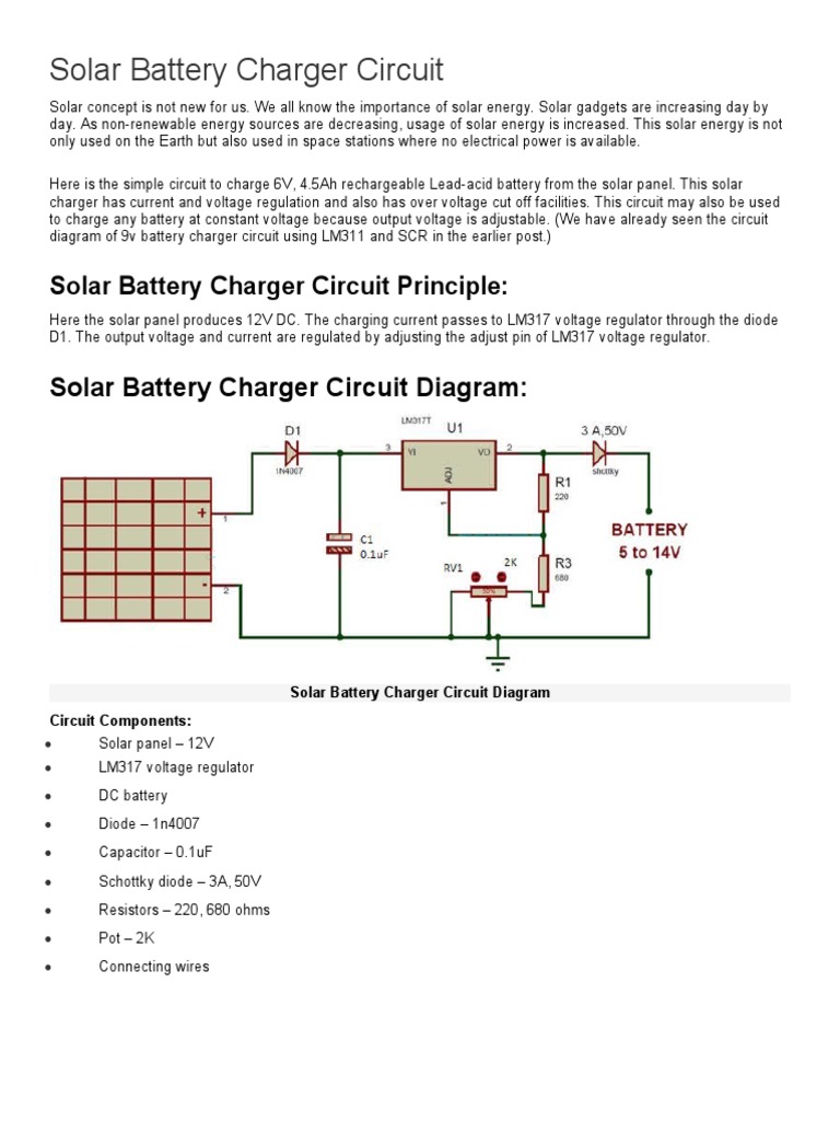 Solar Battery Charger Circuit Design | PDF | Rechargeable Battery ...