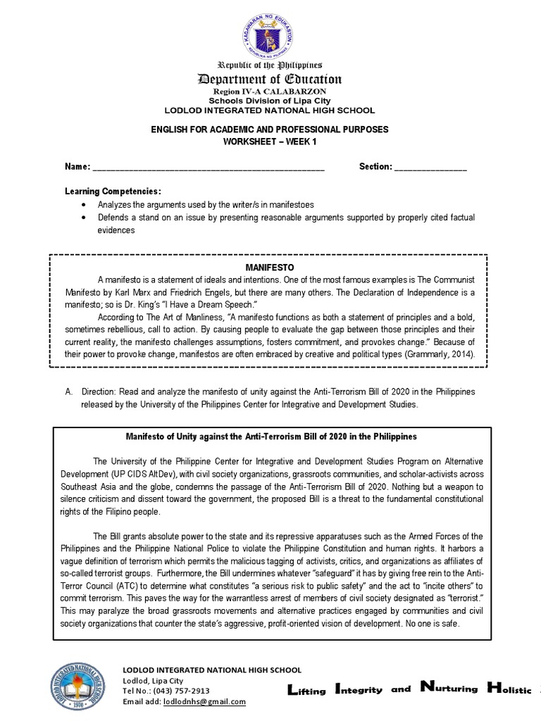 Worksheet - Eapp - Week 1 | PDF | Violence | Applied Ethics