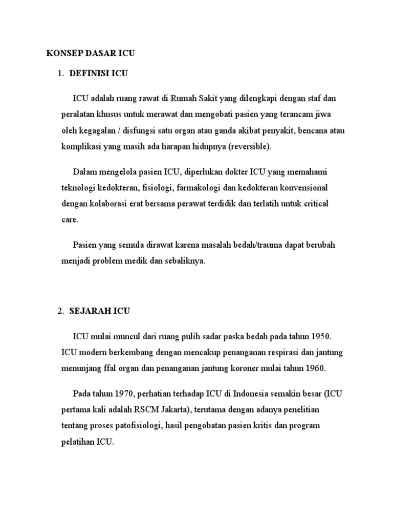 Konsep Dasar Icu | PDF