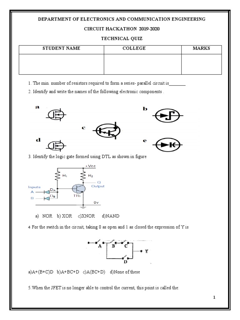 TECHNICAL QUIZ Ece | PDF | Logic Gate | Electronic Circuits