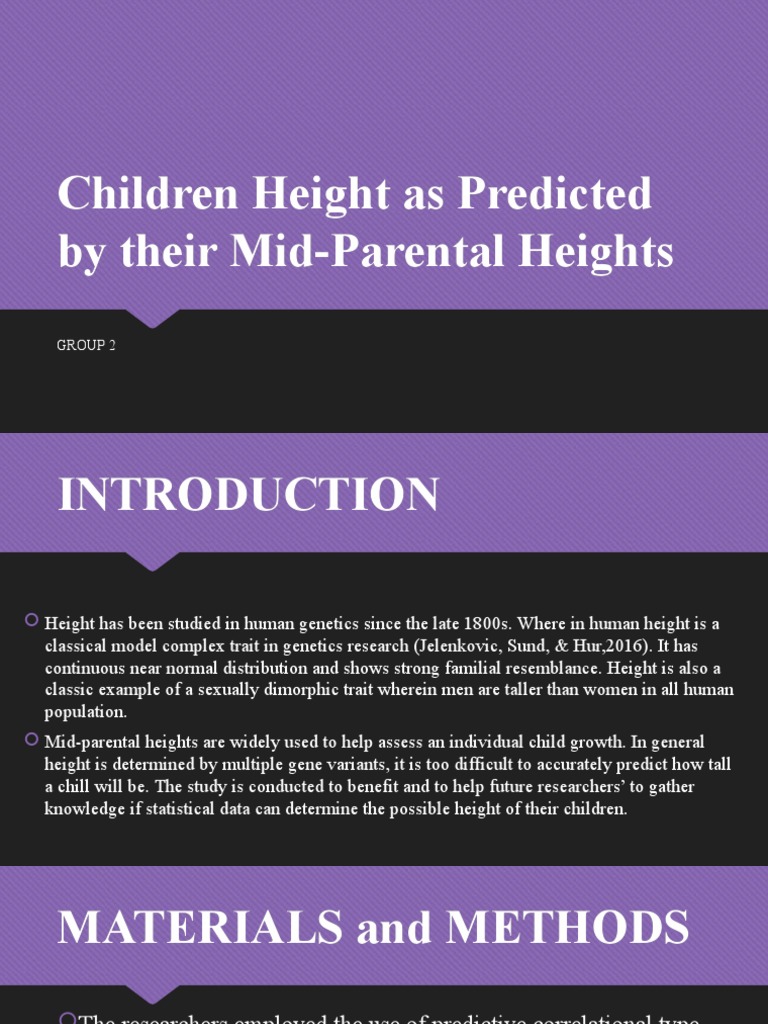 Children Height As Predicted by Their Mid-Parental Heights | PDF ...