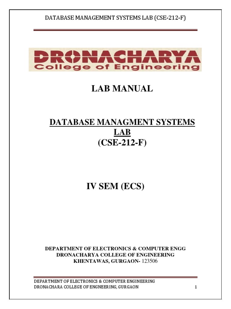 DBMS Lab Manual for Students | PDF | Sql | Relational Database