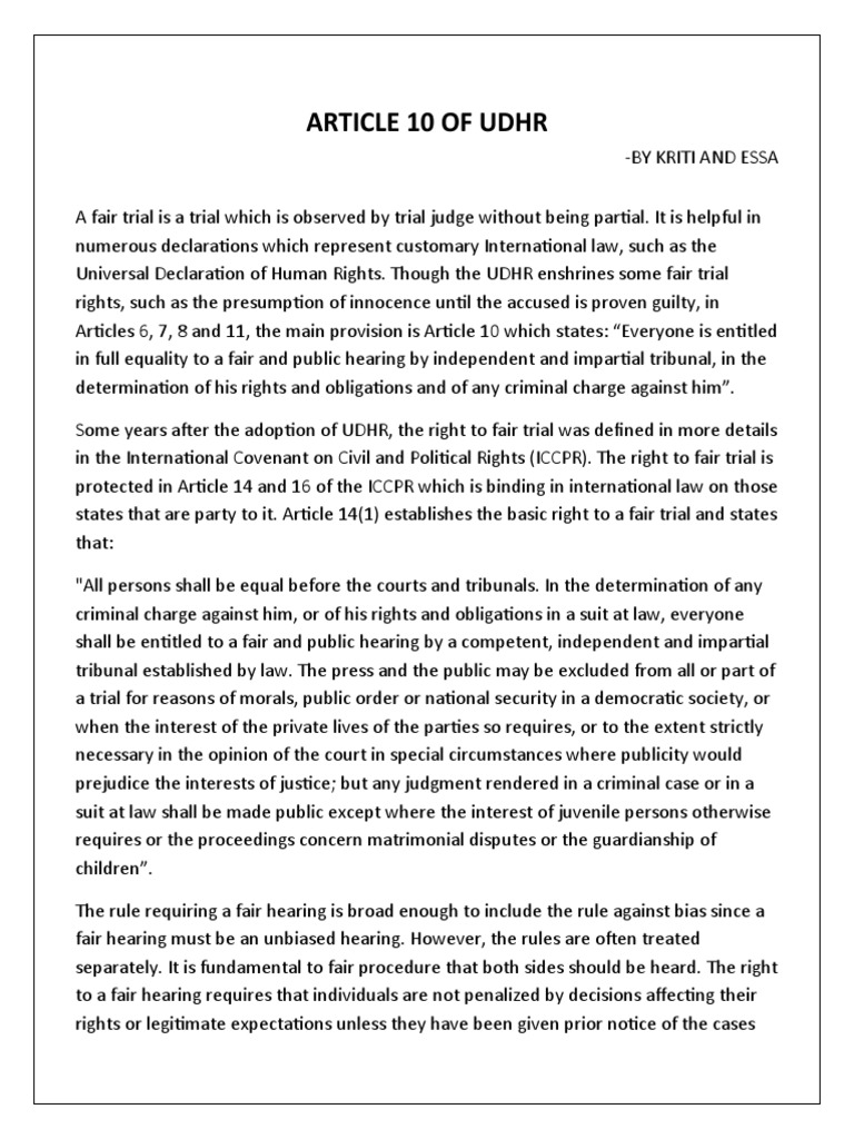 Human Rights Assignment | PDF | Right To A Fair Trial | European ...