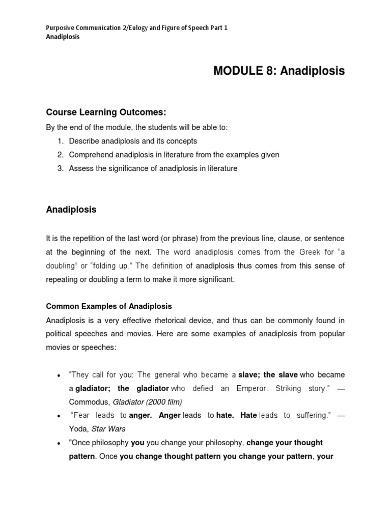 Understanding Anadiplosis in Literature | PDF | Human Communication ...