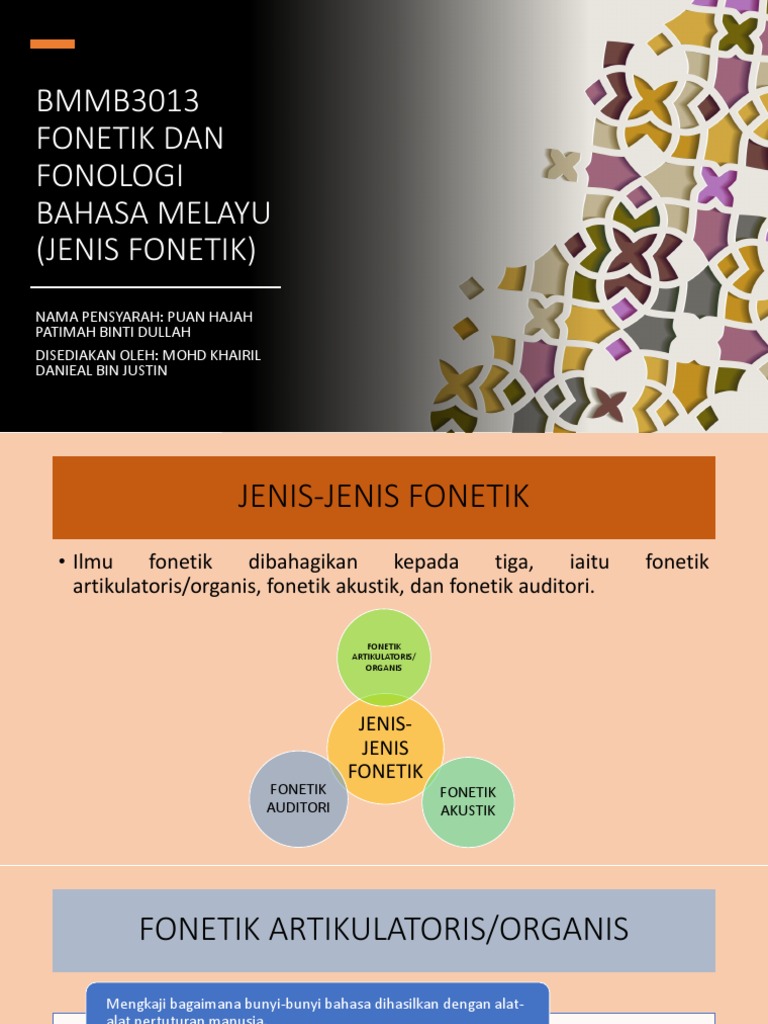 BMMB3013 Fonetik Dan Fonologi Bahasa Melayu (Jenis Fonetik) | PDF