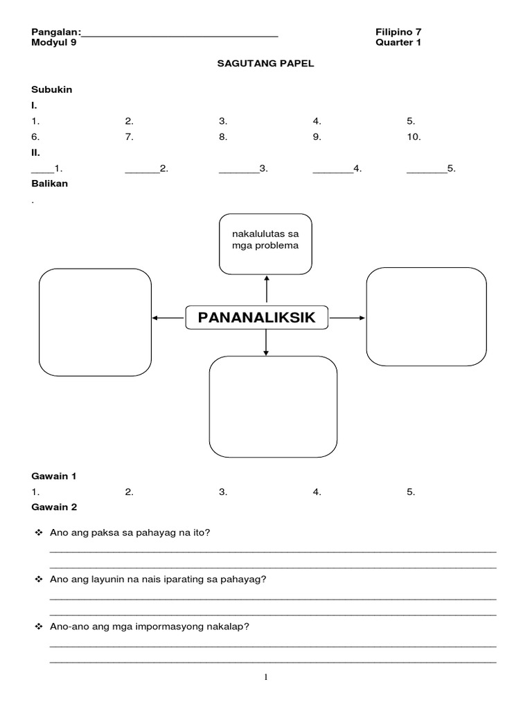 Filipino 7 Module 9 AS | PDF