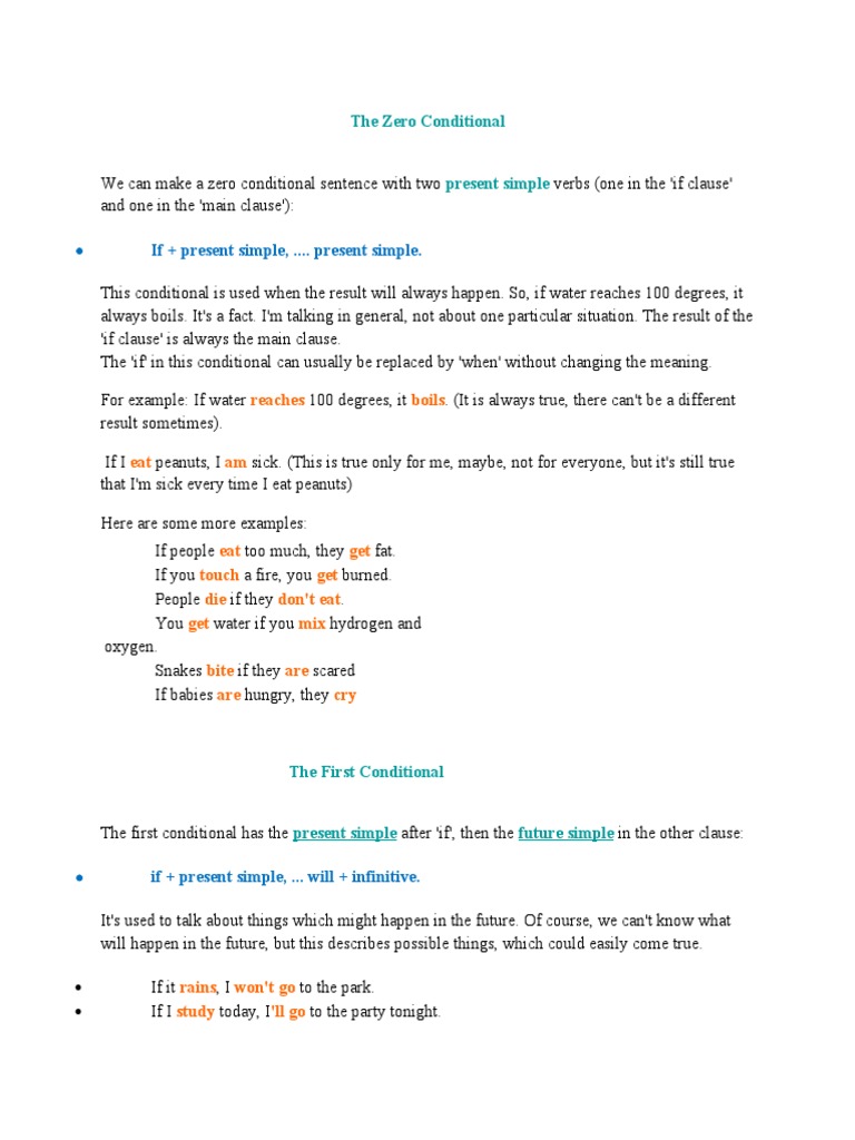 If + Present Simple, .... Present Simple.: The Zero Conditional | PDF | Grammar | Syntax