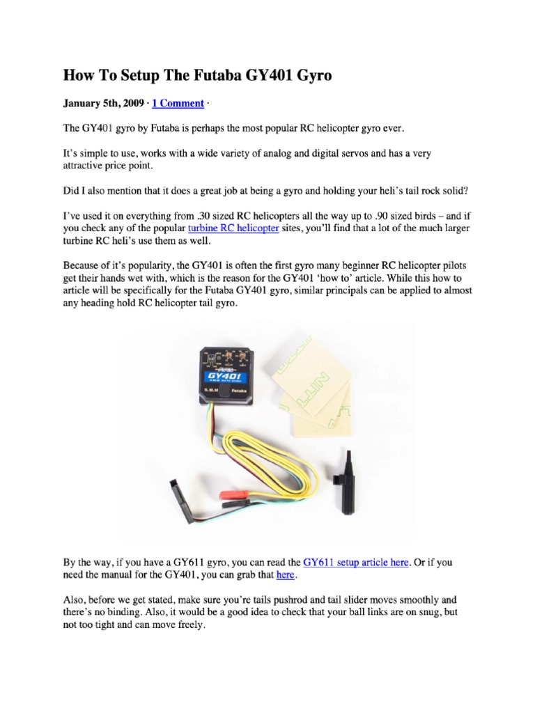 How To Setup The Futaba GY401 Gyro - PDF | PDF