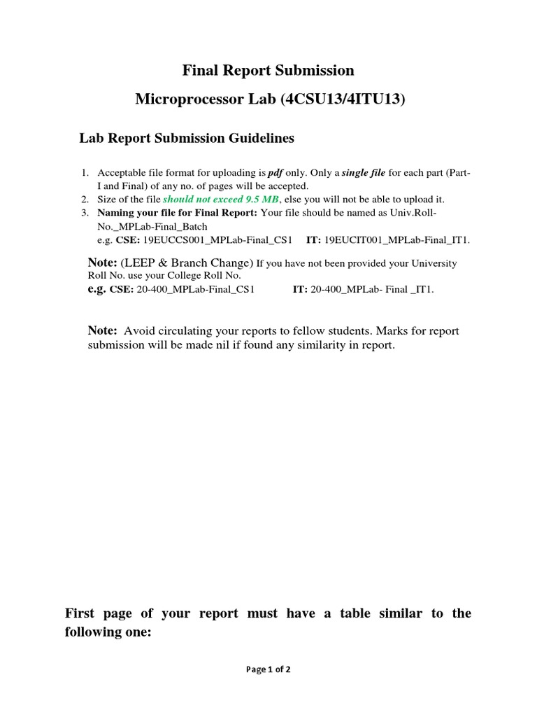 Final Report Submission Microprocessor Lab (4CSU13/4ITU13) | PDF | Bit | Binary Coded Decimal