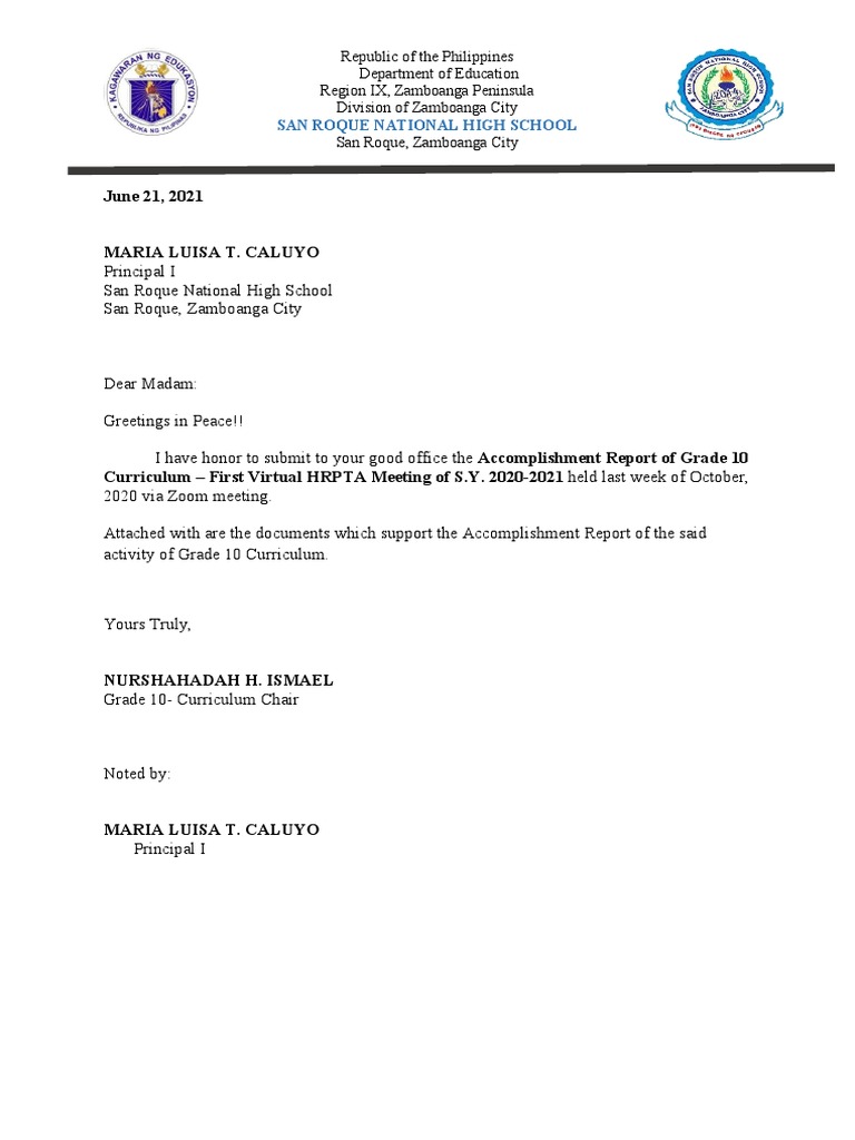 1st HRPTA Accomplishment Report | PDF | Social Institutions | Social ...