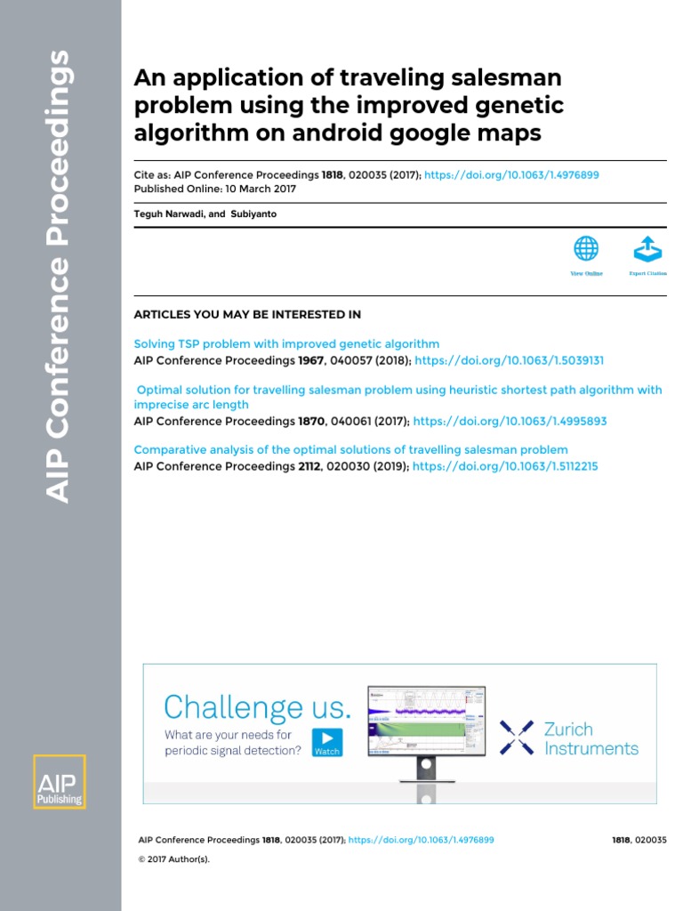 An Application of Traveling Salesman Problem Using The Improved Genetic Algorithm On Android ...