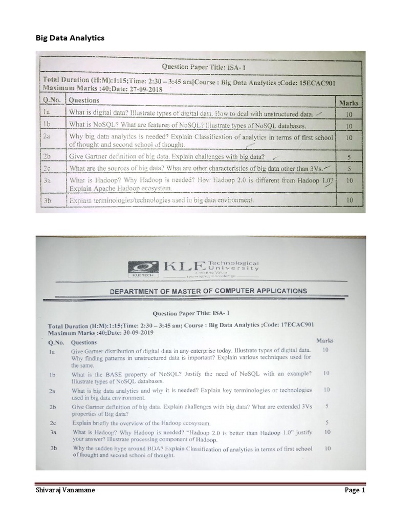Big Data Question Paper | PDF