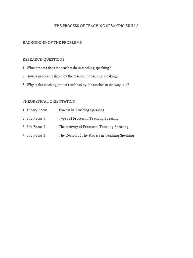The Process of Teaching Speaking Skills | PDF