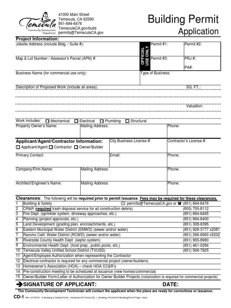 Building Permit: Application | PDF | Americans With Disabilities Act Of ...