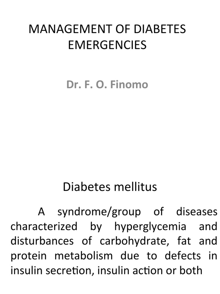 Diabetes Emergency Management Guide | PDF | Hypoglycemia | Intravenous ...