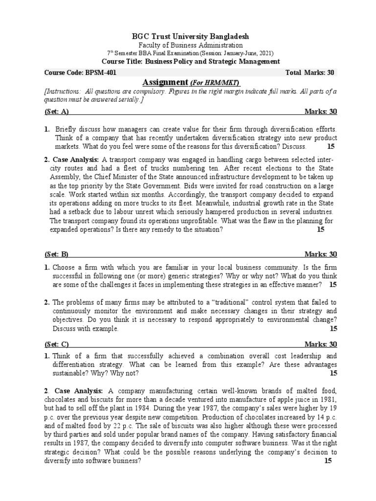 Assignment BPSM HRM MRKT | PDF | Personal Computers | Competitive Advantage