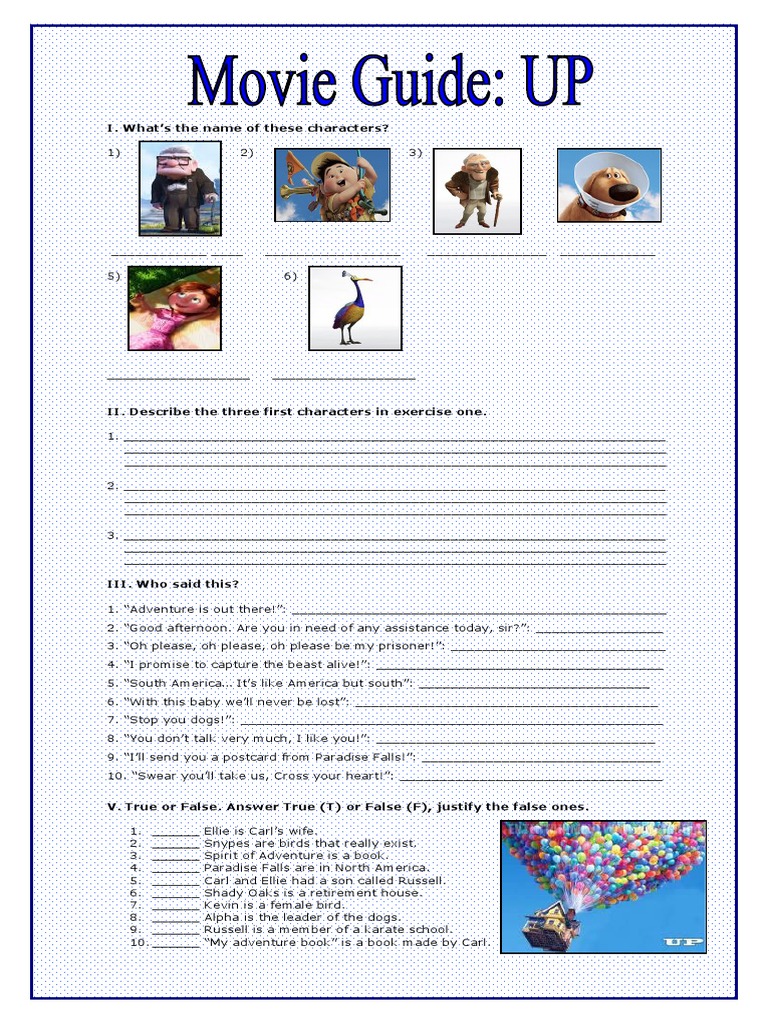 Up Movie Worksheet Activities | PDF