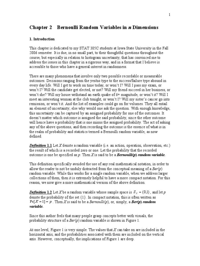 Bernoulli Random Variables in N Dimensions | PDF | Random Variable ...