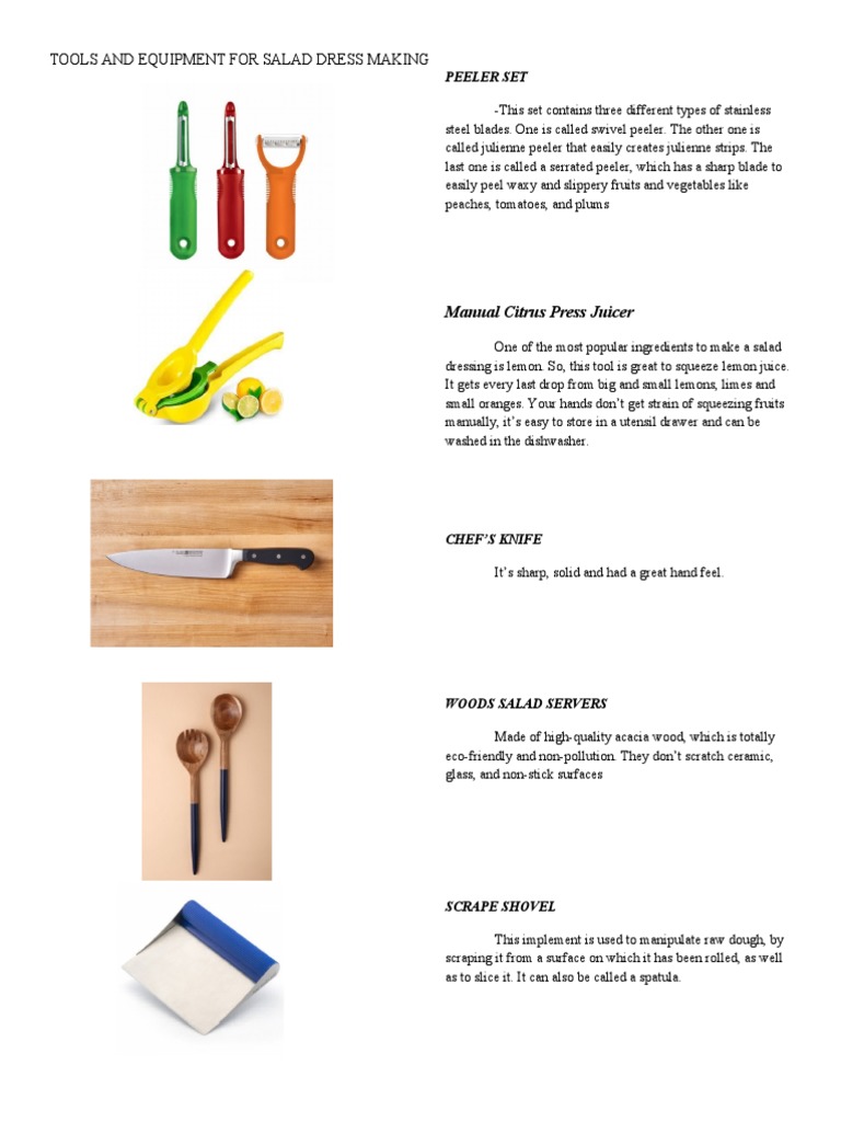 Tools and Equipment For Salad Dress Making Manual Citrus Press Juicer PDF Salad Home