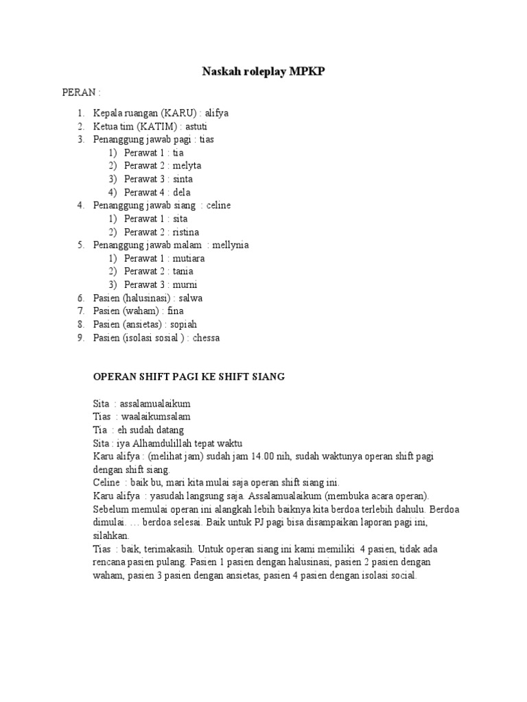 Naskah Roleplay MPKP 1 1 | PDF | Pengembangan Diri