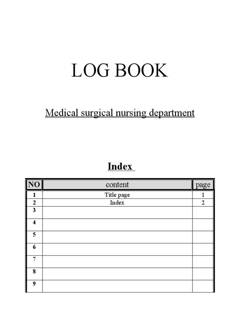 Log Book: Medical Surgical Nursing Department | PDF | Nursing ...