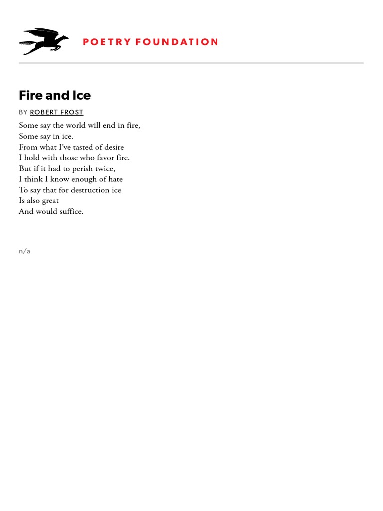 Fire and Ice: Robert Frost | PDF