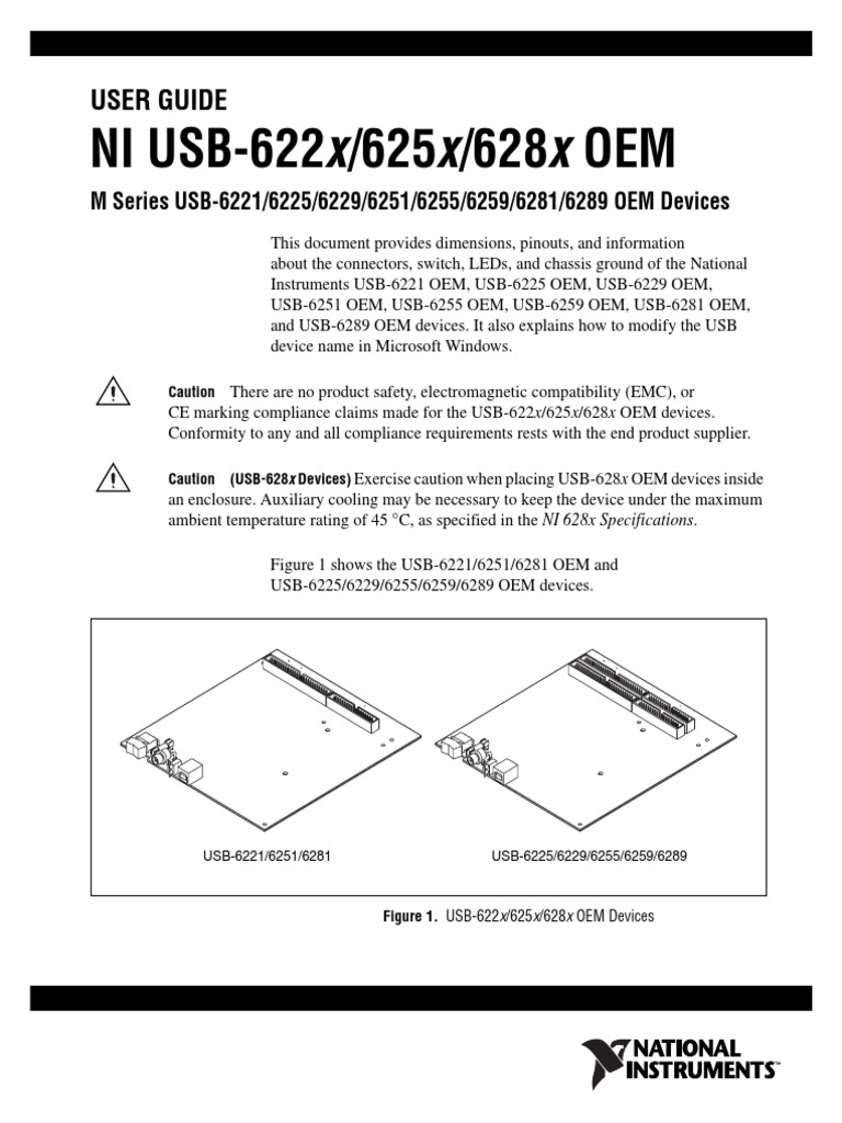 NI USB-622x/625x/628x OEM: User Guide | PDF | Power Supply | Usb