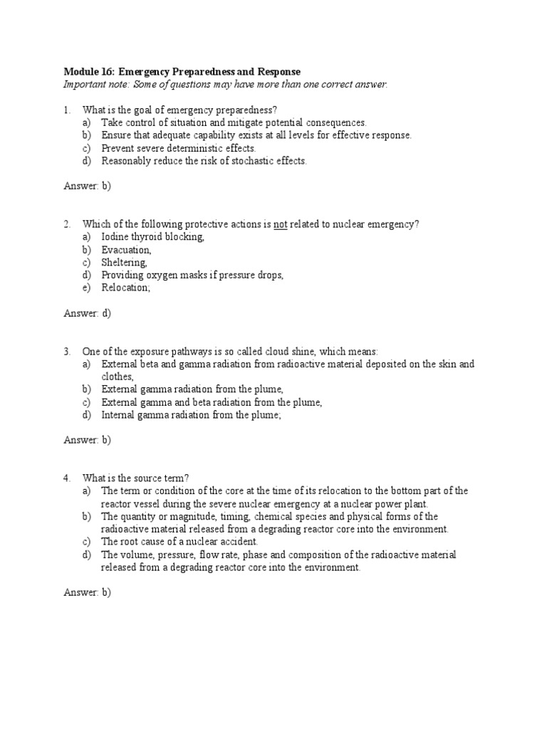 Module16 Emergency Preparedness and Response-QUESTIONS | PDF ...