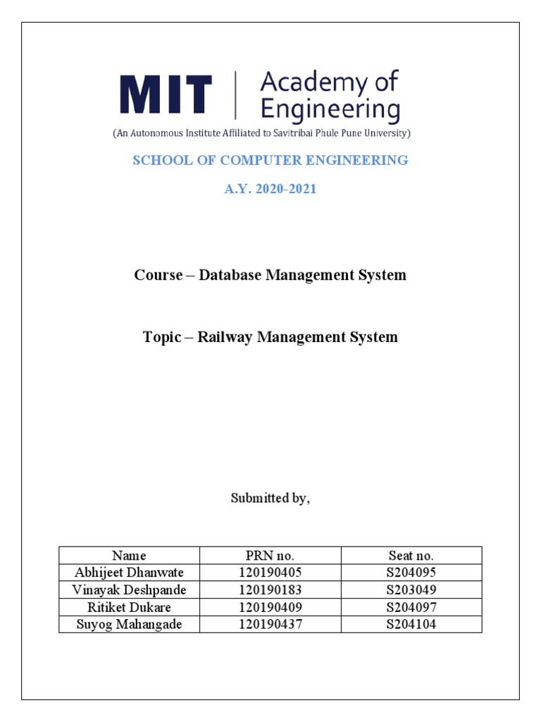 Dbms Mini Report Pdf Databases My Sql