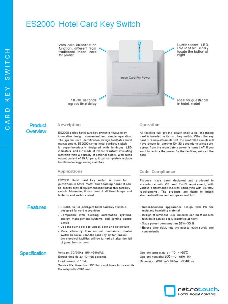Manual of SK-ES2000 Series Hotel Card Key | PDF | Switch | Relay