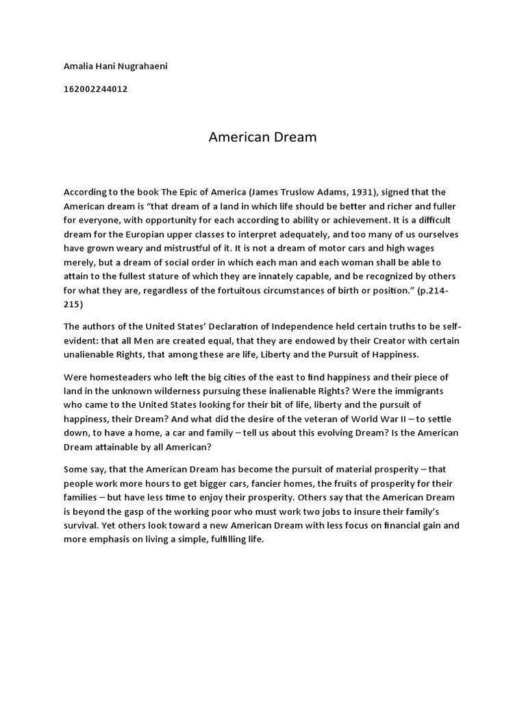 Defining the American Dream Today | PDF