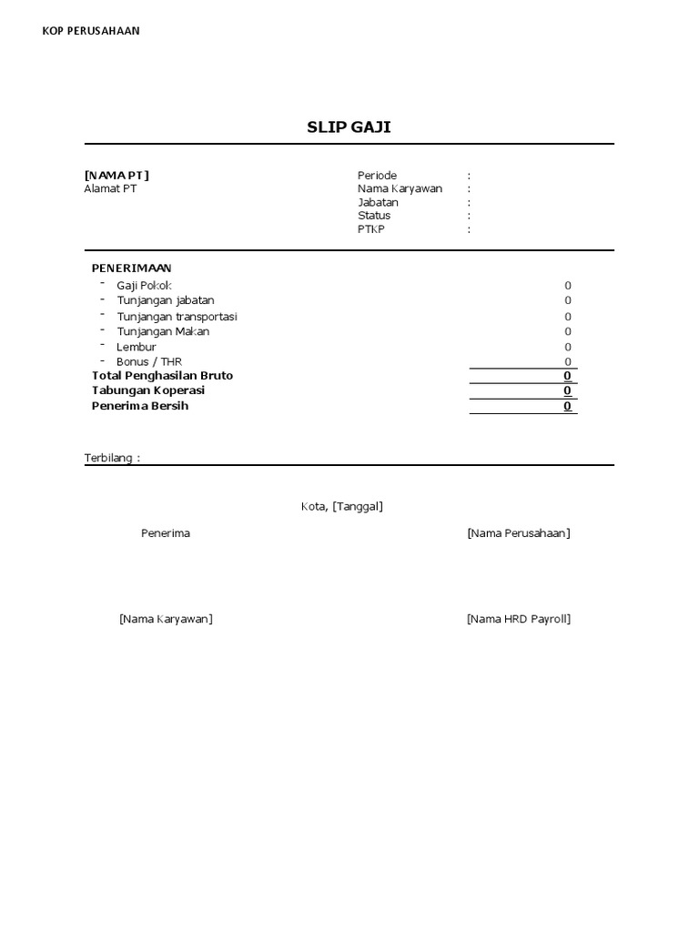 Contoh Slip Gaji Karyawan PDF | PDF