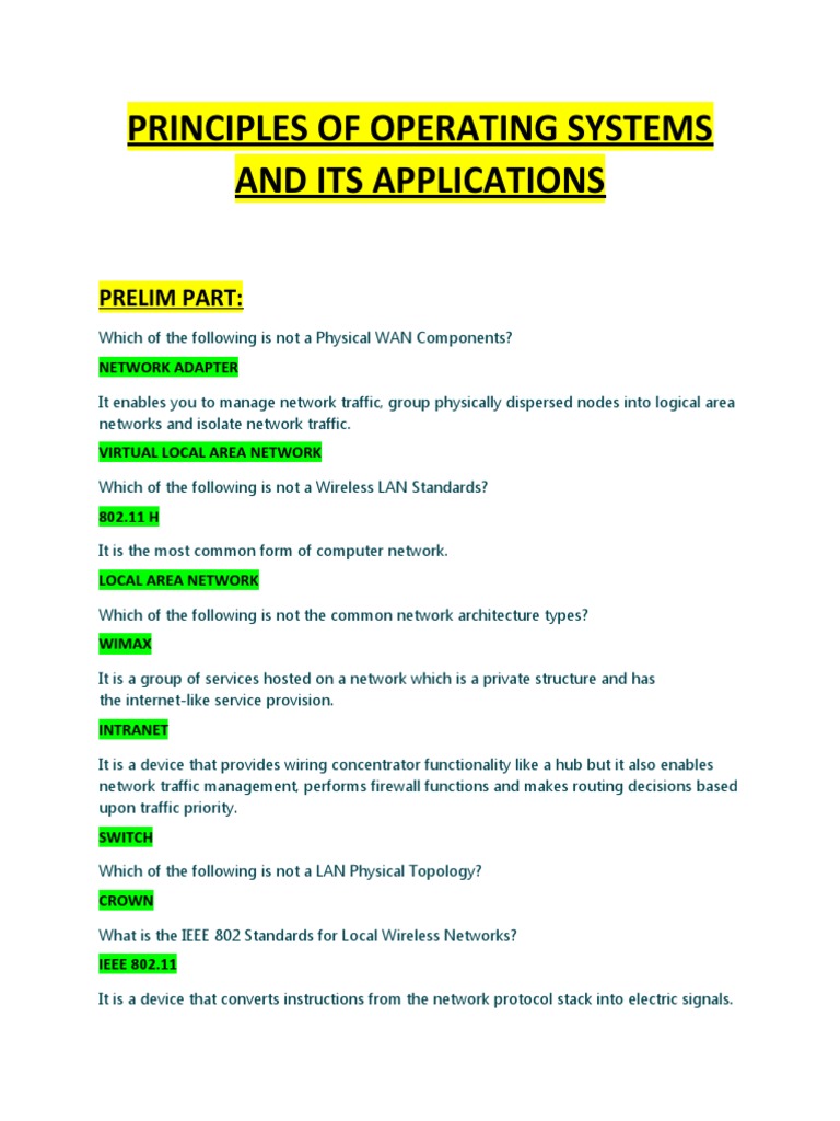 Principles of Operating Systems and Its Applications: Prelim Part | PDF