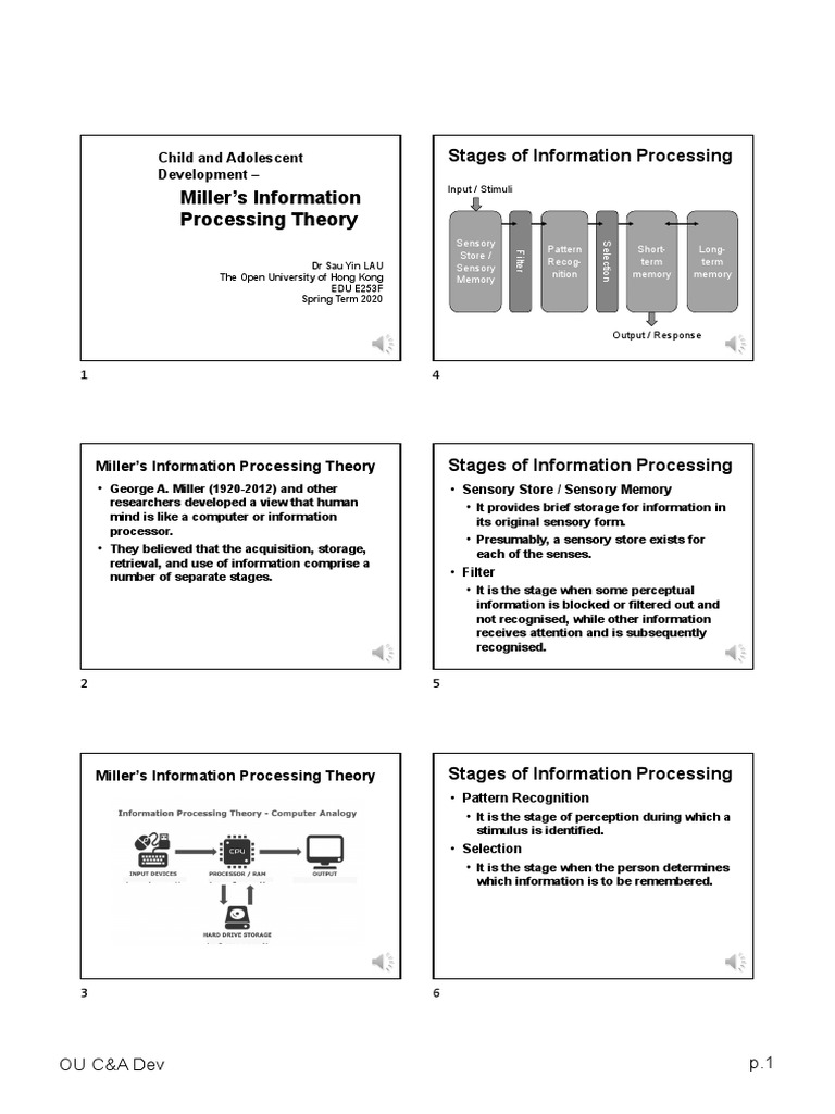 Miller's Information Processing Theory | PDF | Memory | Recall (Memory)