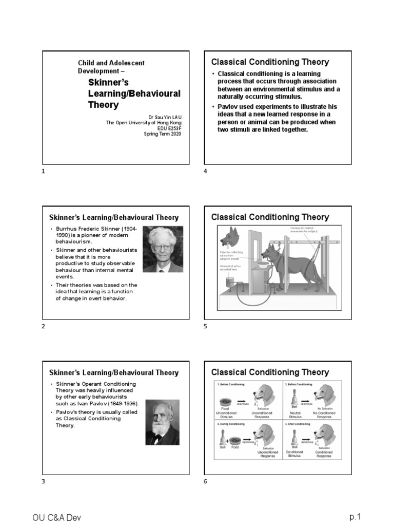Skinner's Learning Behavioural Theory | PDF | Classical Conditioning ...