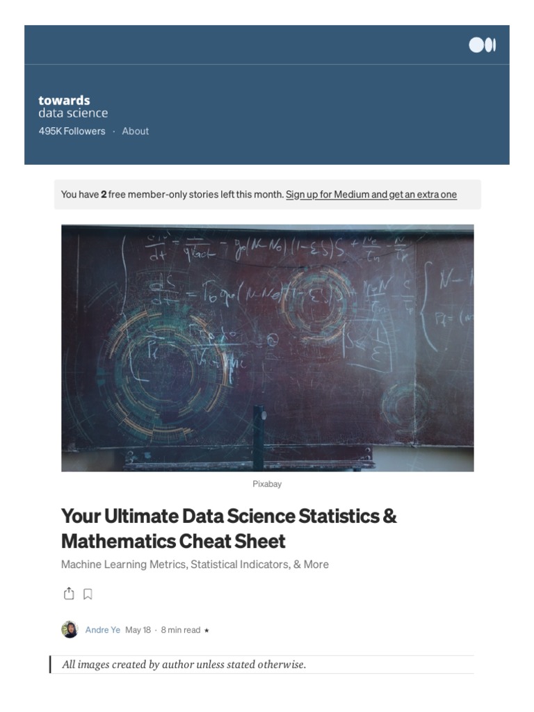 Data Science Statistics Mathematics Cheat Sheet | PDF | Correlation And ...