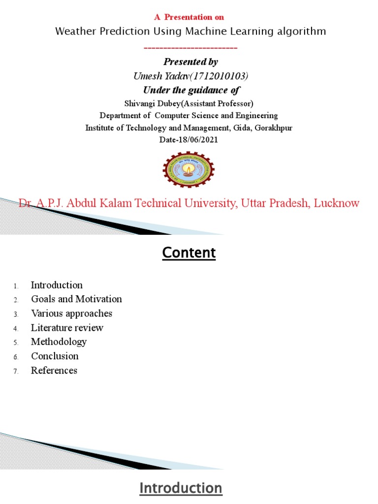 Machine Learning for Weather Prediction: A Presentation on Developing a ...