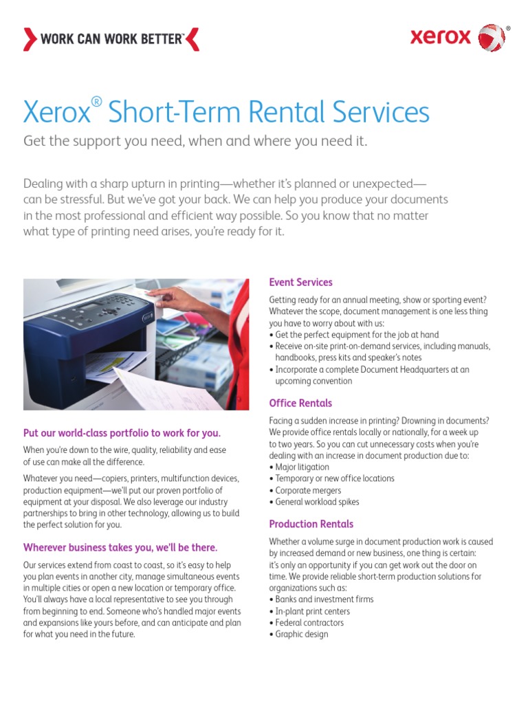 Xerox Short-Term Rental Services: Get The Support You Need, When and ...