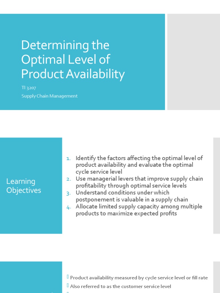 Optimal Product Availability Strategies | PDF | Inventory | Forecasting