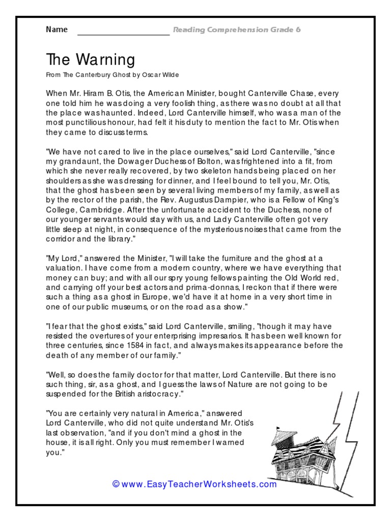 The Warning: Reading Comprehension Grade 6 | PDF